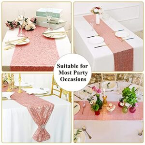 MTREO 10 Pack Sequin Table Runner 12" x 72" Rose Gold Sequin Table Cloth for Rectangle Tables Sparkle Table Covers for Wedding Engagement Birthday Party Holiday Decorations Baby Shower