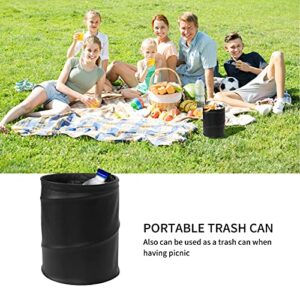 FYY Car Trash Can, Collapsible Pop Up PU Leather Car Garbage Can, Leak-Proof Waterproof Portable Car Trash Bin Multifunctional Organizer Trashcan Storage Bag with Hanging Elastic Strap Loop Black