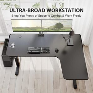 EUREKA ERGONOMIC Standing Desk L Shaped, 60 Inch Gaming Desk, Electric Height Adjustable Dual Motor, Rising Sit Stand Up Corner Desk for Computer Home Office, Smart Memory Preset Mousepad, Right