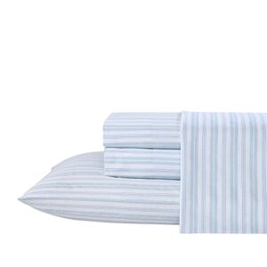 Laura Ashley - Queen Sheets, Soft Sateen Cotton Bedding Set - Sleek, Smooth, & Breathable Home Decor (Fern Blue, Queen)