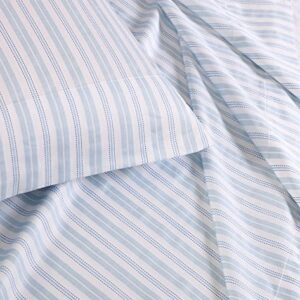 Laura Ashley - Queen Sheets, Soft Sateen Cotton Bedding Set - Sleek, Smooth, & Breathable Home Decor (Fern Blue, Queen)