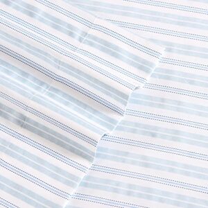 Laura Ashley - Queen Sheets, Soft Sateen Cotton Bedding Set - Sleek, Smooth, & Breathable Home Decor (Fern Blue, Queen)