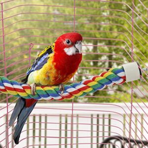 Bird Rope Perch for Parrots, Cockatiels, Parakeets, Budgie Cages Comfy Birds Colorful Rope Perches Toy (41inch Metal nut)