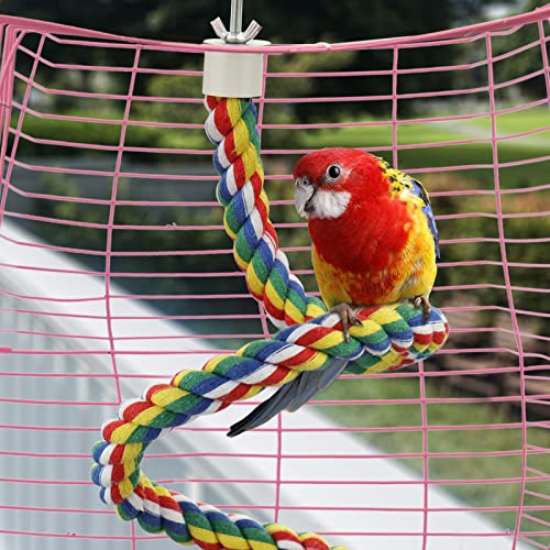 Bird Rope Perch for Parrots, Cockatiels, Parakeets, Budgie Cages Comfy Birds Colorful Rope Perches Toy (41inch Metal nut)