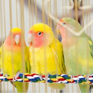 Bird Rope Perch for Parrots, Cockatiels, Parakeets, Budgie Cages Comfy Birds Colorful Rope Perches Toy (41inch Metal nut)