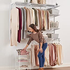 Rubbermaid 3-Tier Shelving Wheeled Organizer, Wire Adjustable Metal Storage Cart, for Office/Kitchen/Bedroom/Laundry Home Use