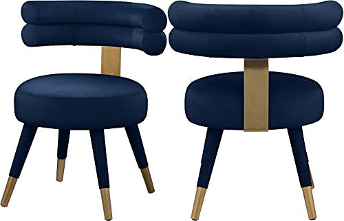 Meridian Furniture Fitzroy Collection Velvet Upholstered Dining Chair with Deep Channel Tufted Back, 24.5" W x 22" D x 29.5" H, Navy