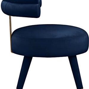 Meridian Furniture Fitzroy Collection Velvet Upholstered Dining Chair with Deep Channel Tufted Back, 24.5" W x 22" D x 29.5" H, Navy