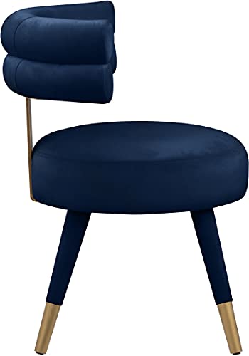 Meridian Furniture Fitzroy Collection Velvet Upholstered Dining Chair with Deep Channel Tufted Back, 24.5" W x 22" D x 29.5" H, Navy