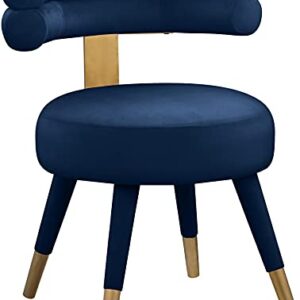 Meridian Furniture Fitzroy Collection Velvet Upholstered Dining Chair with Deep Channel Tufted Back, 24.5" W x 22" D x 29.5" H, Navy