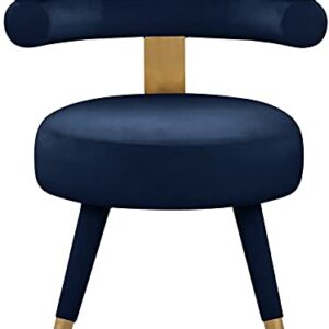 Meridian Furniture Fitzroy Collection Velvet Upholstered Dining Chair with Deep Channel Tufted Back, 24.5" W x 22" D x 29.5" H, Navy