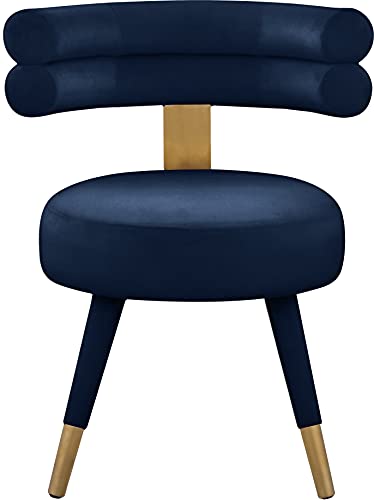 Meridian Furniture Fitzroy Collection Velvet Upholstered Dining Chair with Deep Channel Tufted Back, 24.5" W x 22" D x 29.5" H, Navy