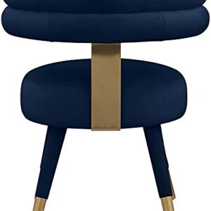 Meridian Furniture Fitzroy Collection Velvet Upholstered Dining Chair with Deep Channel Tufted Back, 24.5" W x 22" D x 29.5" H, Navy