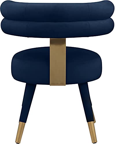 Meridian Furniture Fitzroy Collection Velvet Upholstered Dining Chair with Deep Channel Tufted Back, 24.5" W x 22" D x 29.5" H, Navy