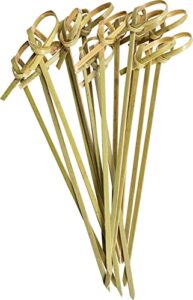 [300 count] bamboo knot picks - 4.75 inch appetizer, sandwich, & cocktail drinks skewer toothpicks