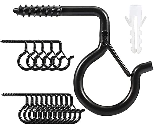 ZK Home 15 Pack Q Hanger Hooks Outdoor Screw Hooks with Safety Buckle Design, Easy Release Outdoor Wire & Christmas Light Hanger