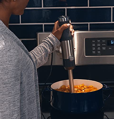 GE Immersion Blender | Handheld Blender for Shakes, Smoothies, Baby Food, Soups & More | 2-Speed Functionality | Easy Clean Kitchen Essentials | 500 Watts | Stainless Steel