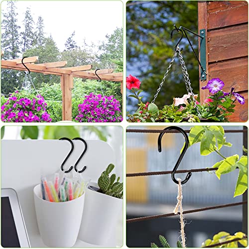 DINGEE 12 Pack 6 Inch Heavy Duty Large S Hook Vinyl Coated S Hooks for Hanging Plants,7mm Thickness Non Slip Sturdy Metal Black Jean Hooks for Closet,Bird Feeders,Kitchen,Large Object,Tools,Bikes