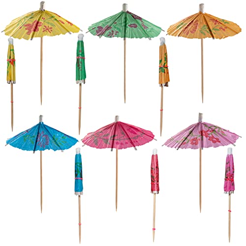 [240 Count] Umbrella Cocktail Drink Picks - Assorted Tropical Colors Party Toothpicks