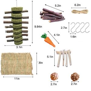 Calymmny Extra Large Rabbit Grass House and Hideout, 16 PCS Bunny Chew Toys- Handmade Woven Hay Bed Natural Edible Grass Hut for Rabbit Guinea Pig Chinchilla to Play Sleep Eat (Large)