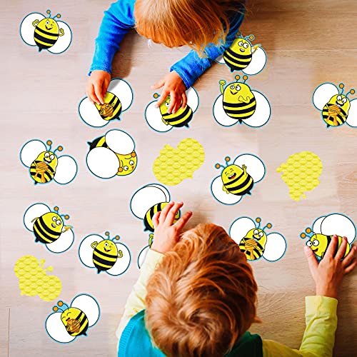 40 Pieces Bees Paper Cut-Outs for Classroom Summer Bee Theme Greeting Cutouts with Glue Point Dots Classroom Party Home Bulletin Board Decorations for Back to School Teacher's Day, 10 Designs