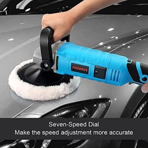 PHOEROS Buffer Polisher，7 inch Car Buffer Polisher kit with 7 Variable Speed, 4 Pads, Tool Bag for Car Polishing Sanding and Waxing Sealing Glaze