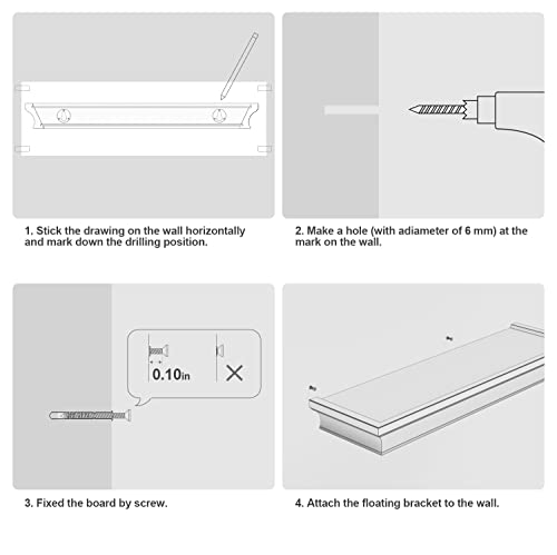 RICHER HOUSE White Floating Shelves for Wall Decor, 16 Inches Wall Shelves Set of 3, Picture Ledge Wall Mounted, Crown Molding Display Shelves with Invisible Brackets in Bathroom, Bedroom, Living Room