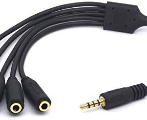 PIIHUSW 3.5mm TRRS Male to 5 TRRS Female Stereo 4-Pole Splitter Cable Converter Headphone Extender