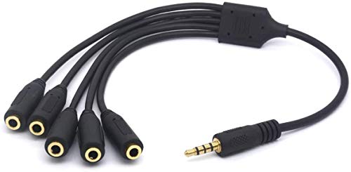 PIIHUSW 3.5mm TRRS Male to 5 TRRS Female Stereo 4-Pole Splitter Cable Converter Headphone Extender