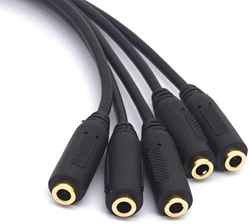 PIIHUSW 3.5mm TRRS Male to 5 TRRS Female Stereo 4-Pole Splitter Cable Converter Headphone Extender