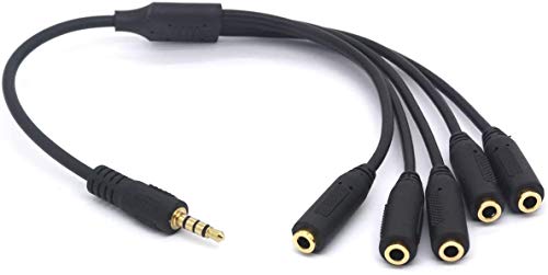 PIIHUSW 3.5mm TRRS Male to 5 TRRS Female Stereo 4-Pole Splitter Cable Converter Headphone Extender