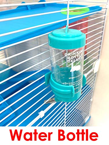 Large 3-Levels Dwarf Hamster Expandable and Customizable Habitat House Cage for Rodent Gerbil Mouse Mice Rat with Crossover Tube Tunnel (24" L x 12.5W x 16" H, Blue)