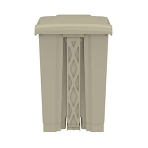 Safco Products Plastic Step-On Trash Can for Hands-Free Disposal, Great for Home/Commercial Use, 12 Gallon, Tan (9925TN)