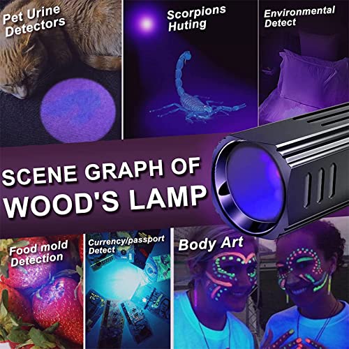 Wood's Lamp pet cat, dog Wood's Black light Flashlight cat Ringworm Detector,Doctor Pet Urine Detector,for Analyzing Skin Dog Cat Care Bed Bug Inspect.