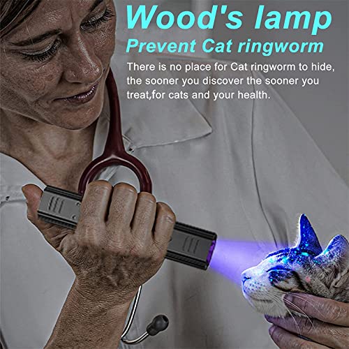 Wood's Lamp pet cat, dog Wood's Black light Flashlight cat Ringworm Detector,Doctor Pet Urine Detector,for Analyzing Skin Dog Cat Care Bed Bug Inspect.