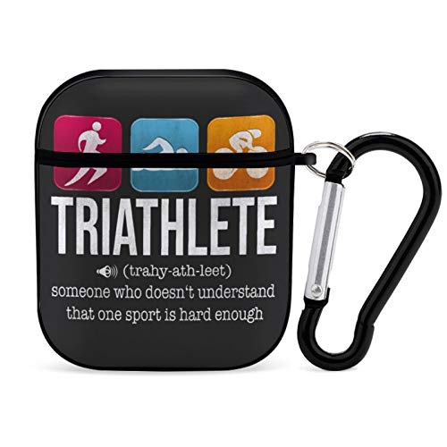 Triathlete Definition Triathlon Airpods Case Cover for Apple AirPods 2&1 Cute Airpod Case for Boys Girls Silicone Protective Skin Airpods Accessories with Keychain