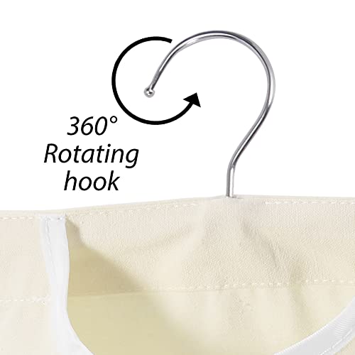 Canvas Clothespin Bag, Durable Reusable Oxford Cloth Portable Hanging Storage Hook for Hanging and Effortlessly Sliding on The Clothesline with a Large Opening (Beige)