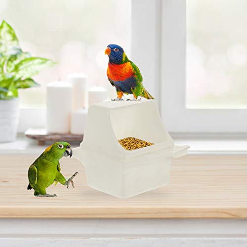 4pcs Bird Water Bowls Bird Feeding Cage Plastic Cups Large Bird Feeding Boxes for Parakeet Cockatiel Conure Lovebird Canary Budgie Macaw African Grey Small Animals Feeder Cockatoo Bird Food Bowl