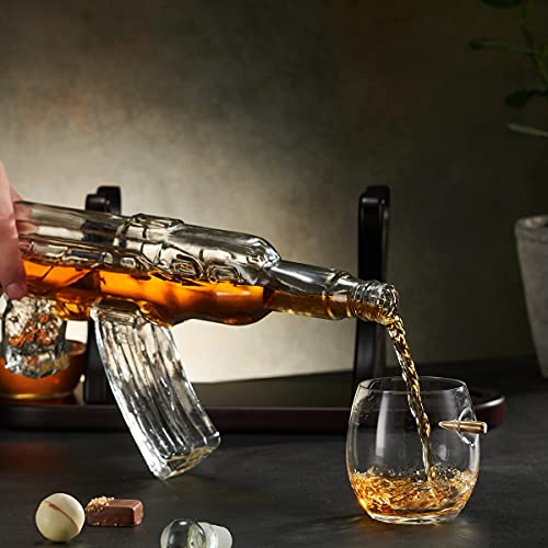 Godinger Whiskey Decanter and Whiskey Glasses Bar Set, Liquor Decanter Gift Set for Scotch Bourbon Wine, Gifts for Men