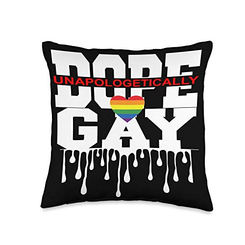 Super Cute Monograms, Initials, and Letter Gifts Dope Graphic Design Unapologetically Gay Heart Flag Throw Pillow, 16x16, Multicolor