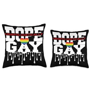 Super Cute Monograms, Initials, and Letter Gifts Dope Graphic Design Unapologetically Gay Heart Flag Throw Pillow, 16x16, Multicolor