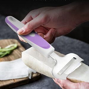 KUFUNG Cheese Slicer Stainless Steel Cheese Knife Heavy Duty Plane Cheese Cutter, Shaver, Server For Semi-Soft, Semi-Hard Cheese (7.2 inch, Purple)