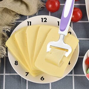 KUFUNG Cheese Slicer Stainless Steel Cheese Knife Heavy Duty Plane Cheese Cutter, Shaver, Server For Semi-Soft, Semi-Hard Cheese (7.2 inch, Purple)