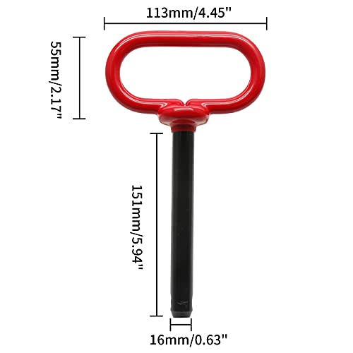 Bonsicoky 2Pcs Tractor Towing Hitch Pin and Clip, 5/8 x 6 Inch Trailer Gate Pin for Towing Tractor, RV, Truck, Boat, Car - Red Handle