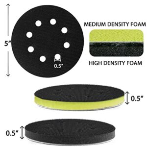 Orbital Sander Foam Pad 5 inch, Foam Sanding Pads for Orbital Sander 2pcs, Interface Pad 8 Holes, Hook and Loop Backing Pad, Soft Sander Cushion Pad, Sponge Buffer by S&F STEAD & FAST