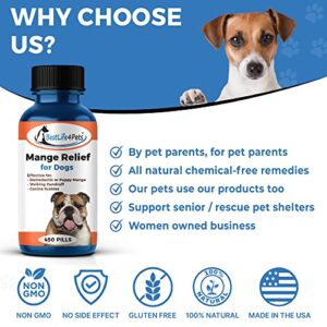 Demodectic Mange Relief for Dogs - All Natural Healthy Coat and Itch Relief for Puppy Mange, Canine Scabies and Walking Dandruff on Skin (450 Pills)