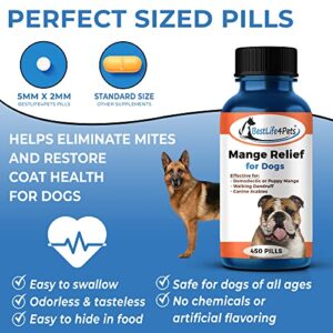 Demodectic Mange Relief for Dogs - All Natural Healthy Coat and Itch Relief for Puppy Mange, Canine Scabies and Walking Dandruff on Skin (450 Pills)