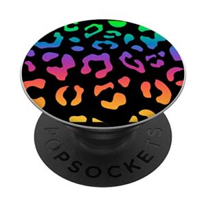 black backdrop colorful cheetah print jaguar pattern leopard popsockets popgrip: swappable grip for phones & tablets