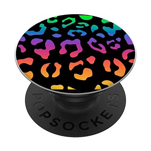 Black Backdrop Colorful Cheetah Print Jaguar Pattern Leopard PopSockets PopGrip: Swappable Grip for Phones & Tablets