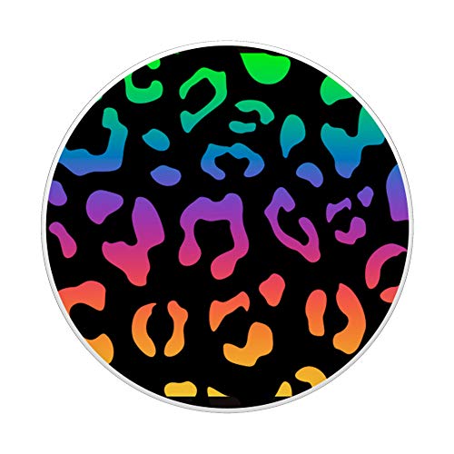 Black Backdrop Colorful Cheetah Print Jaguar Pattern Leopard PopSockets PopGrip: Swappable Grip for Phones & Tablets